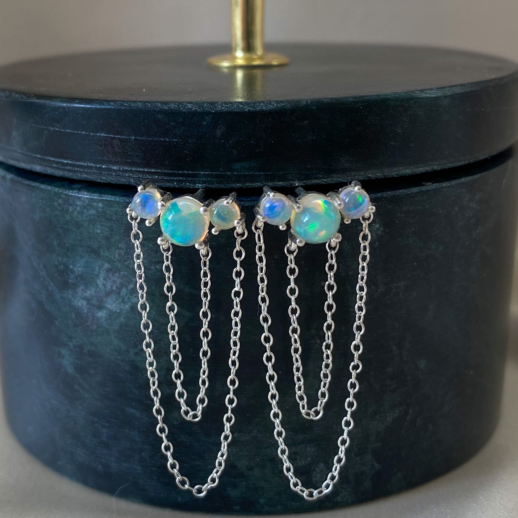 Ariel | Opal Stud Earrings in Sterling Silver – Thimble Rose